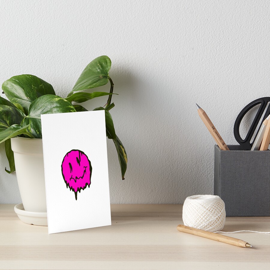 "Pink Melted Smiley Face" Art Board Print by Mieira | Redbubble