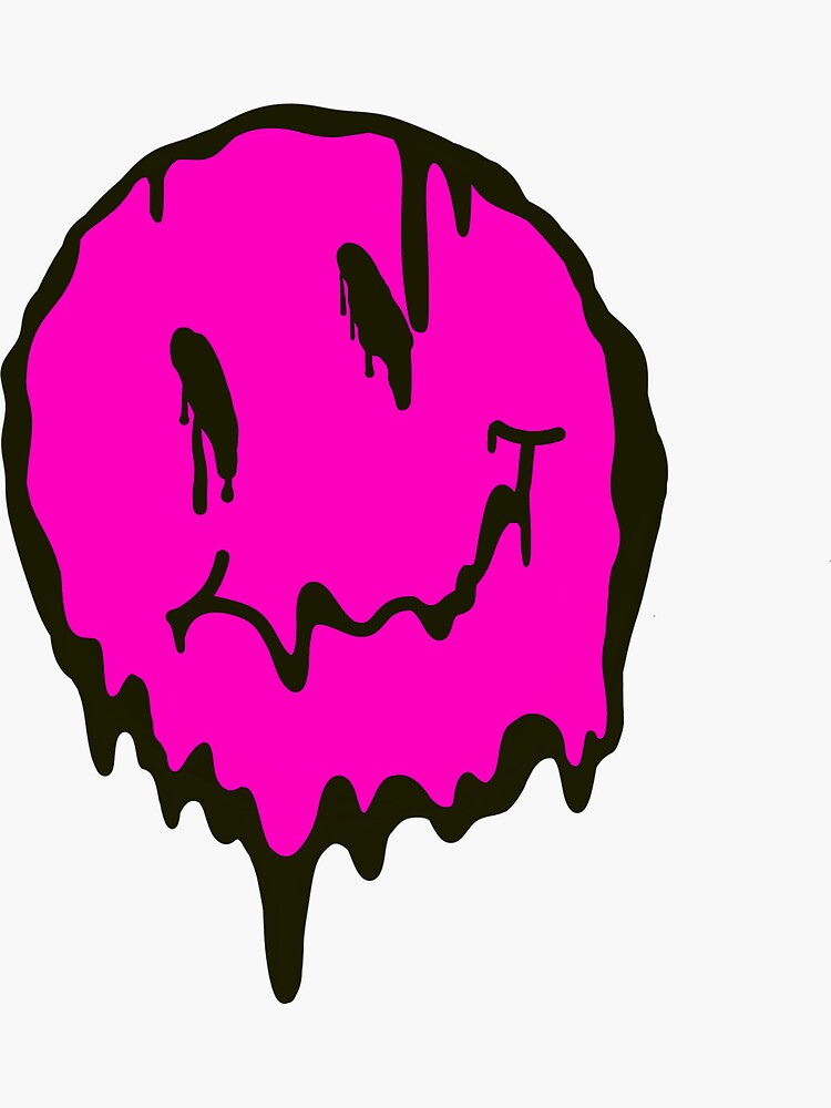 "Pink Melted Smiley Face" Sticker for Sale by Mieira | Redbubble