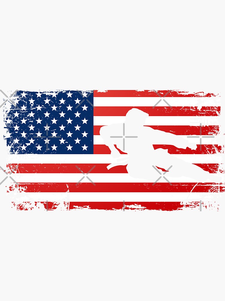 "Karate Martial Arts USA Flag America Kumite Kata Competition" Sticker ...