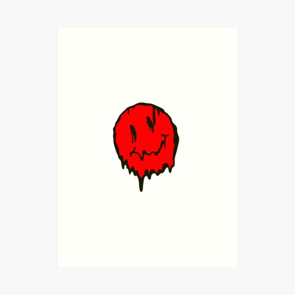 "Red Melted Smiley Face" Art Print by Mieira | Redbubble