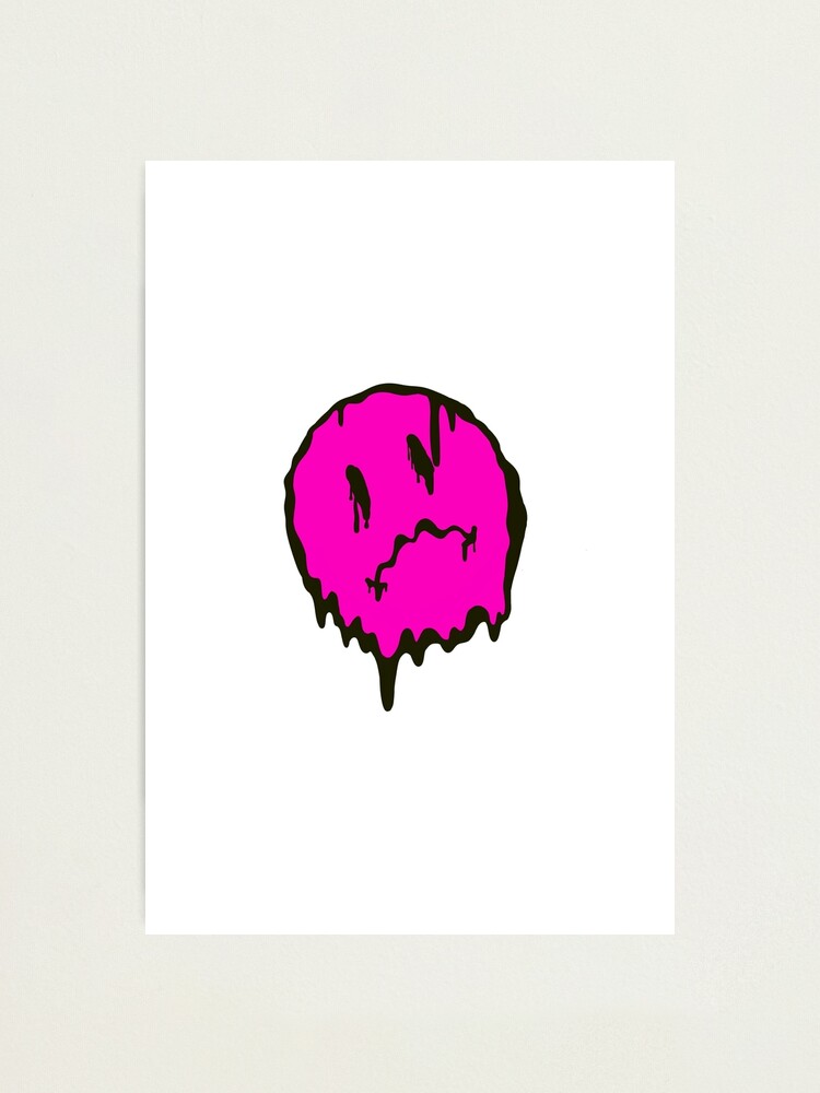 "Pink Melted Sad Smiley Face" Photographic Print for Sale by Mieira ...