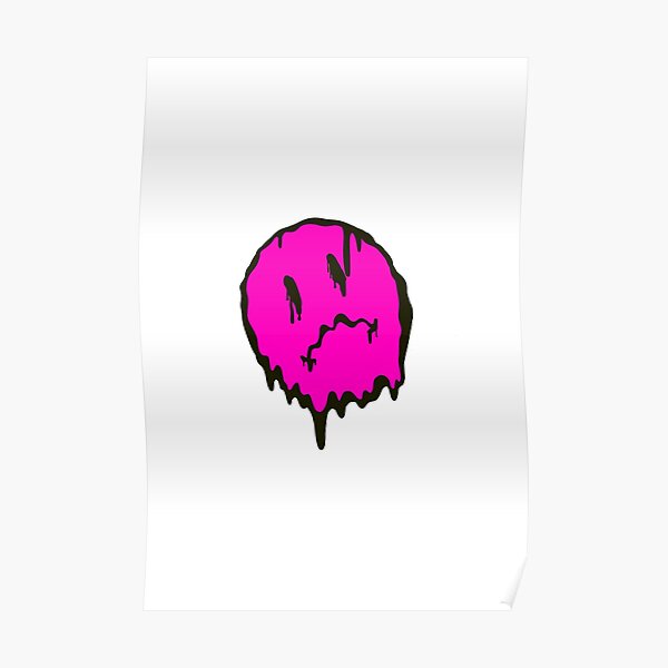 "Pink Melted Sad Smiley Face" Poster for Sale by Mieira | Redbubble