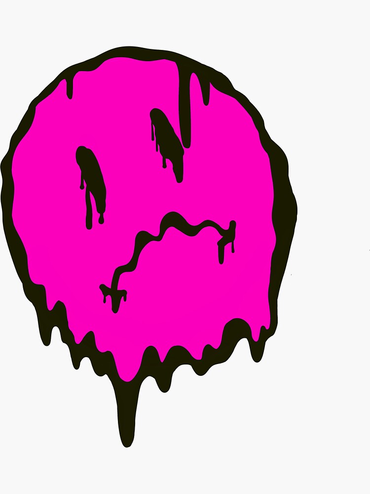 "Pink Melted Sad Smiley Face" Sticker for Sale by Mieira | Redbubble