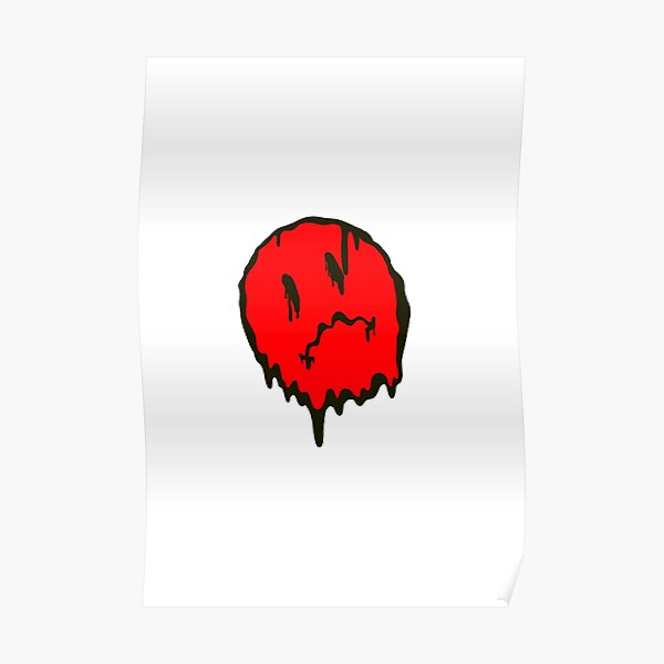 "Red Melted Sad Smiley Face" Poster for Sale by Mieira | Redbubble