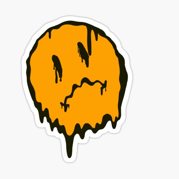 "Orange Melted Sad Smiley Face" Sticker for Sale by Mieira | Redbubble