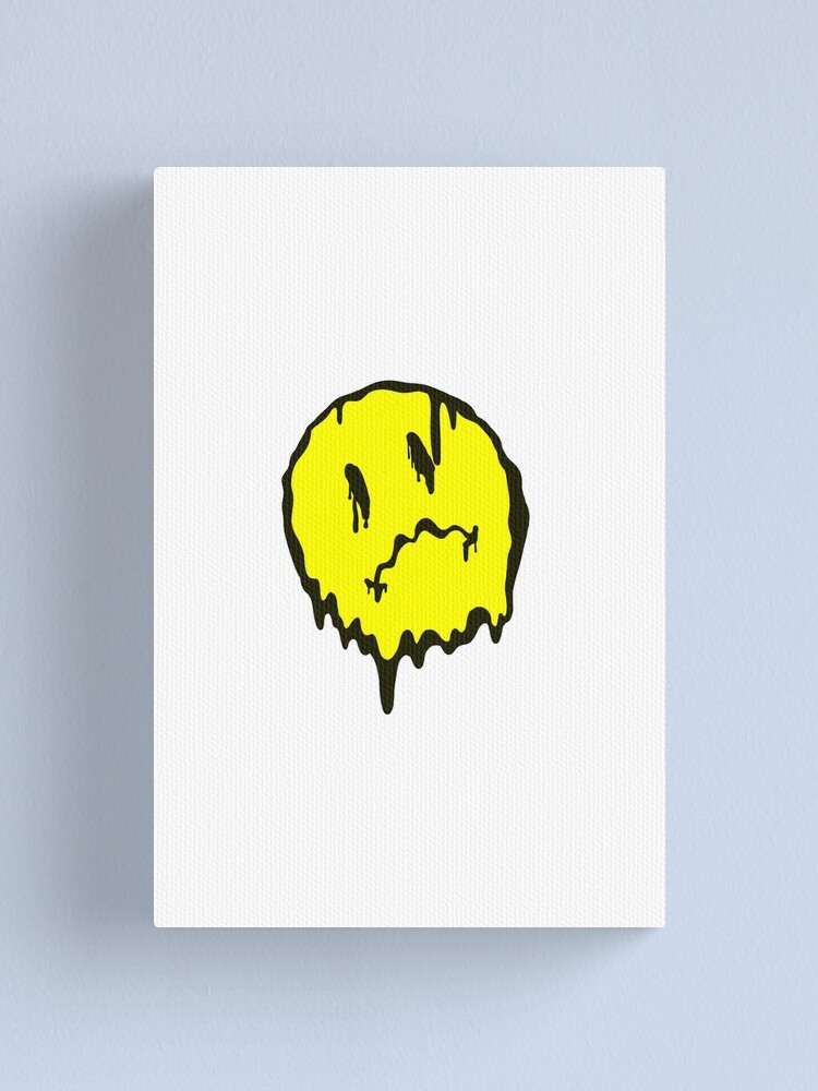 "Yellow Melted Sad Smiley Face" Canvas Print for Sale by Mieira | Redbubble