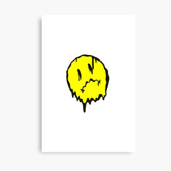 "Yellow Melted Sad Smiley Face" Canvas Print for Sale by Mieira | Redbubble