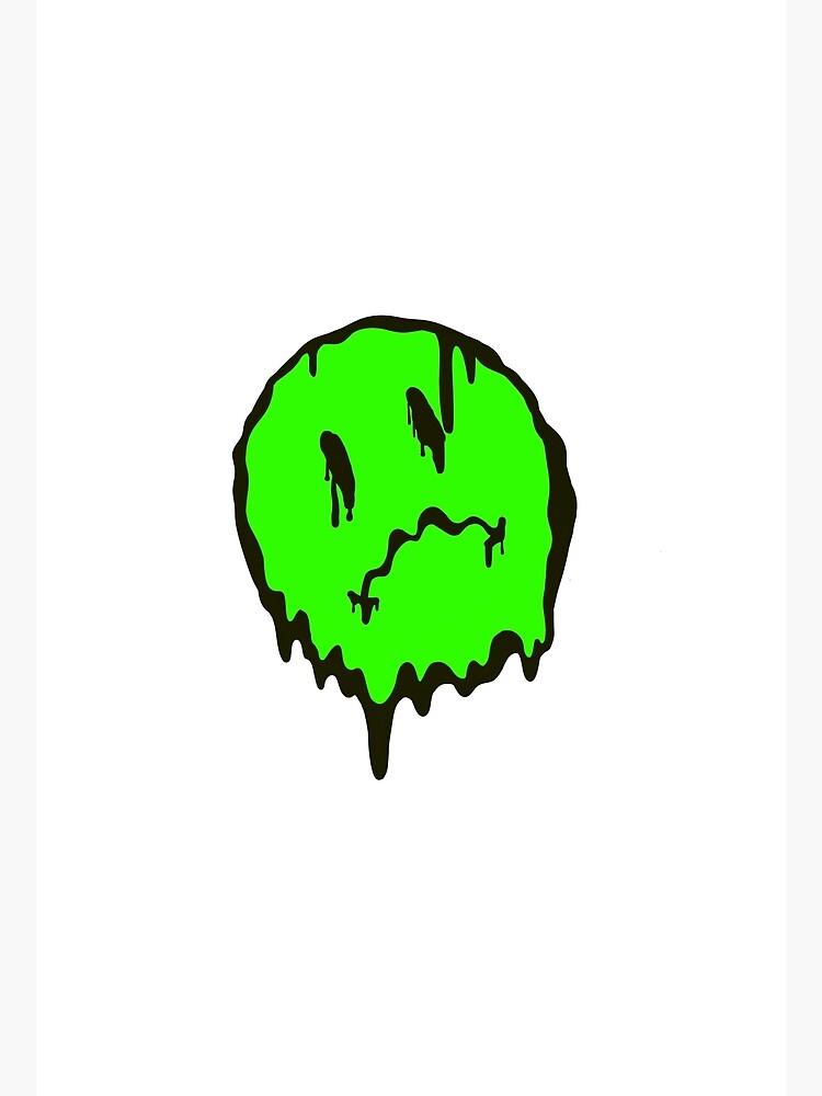 "Green Melted Sad Smiley Face" Art Print for Sale by Mieira | Redbubble