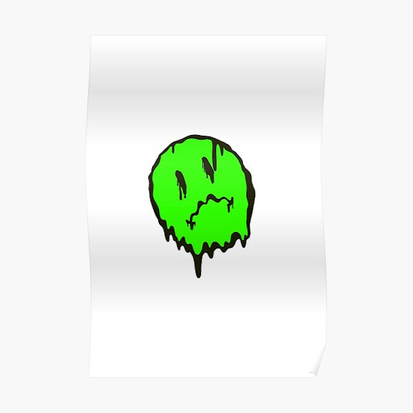 "Green Melted Sad Smiley Face" Poster for Sale by Mieira | Redbubble