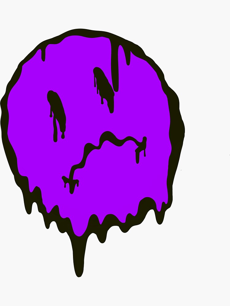 "Purple Melted Sad Smiley Face" Sticker for Sale by Mieira | Redbubble