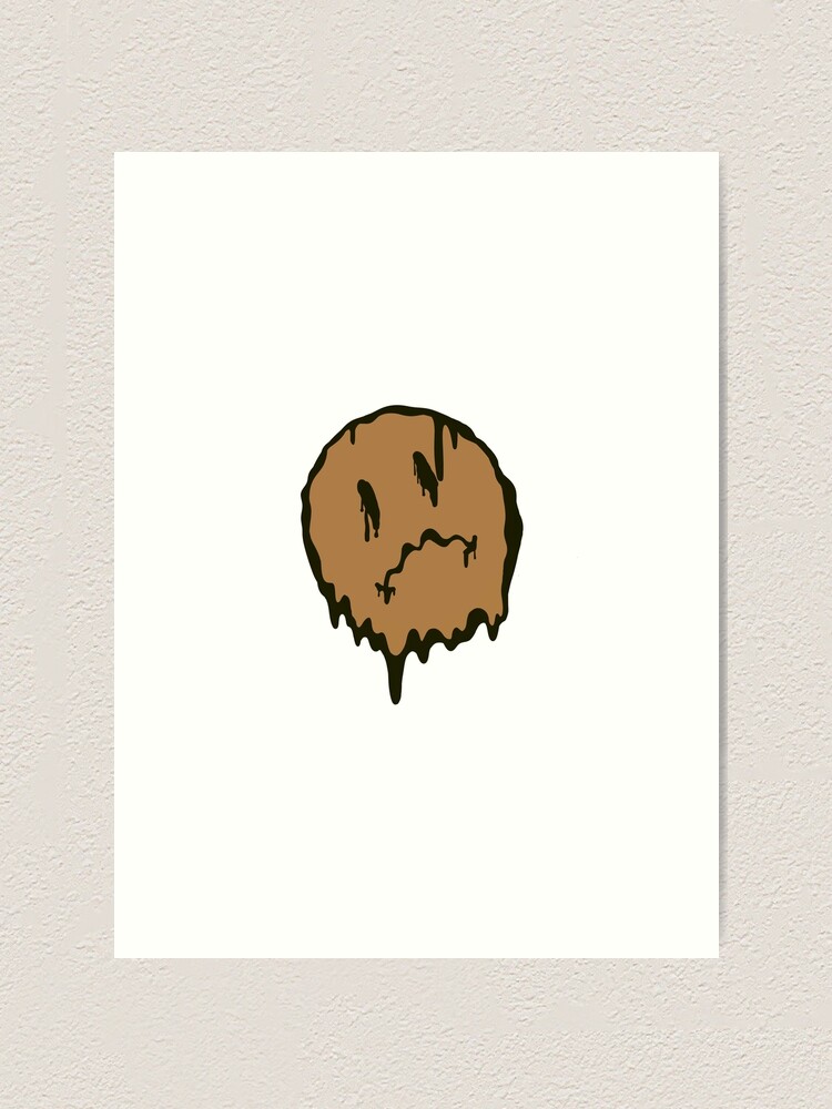 "Brown Melted Sad Smiley Face" Art Print for Sale by Mieira | Redbubble