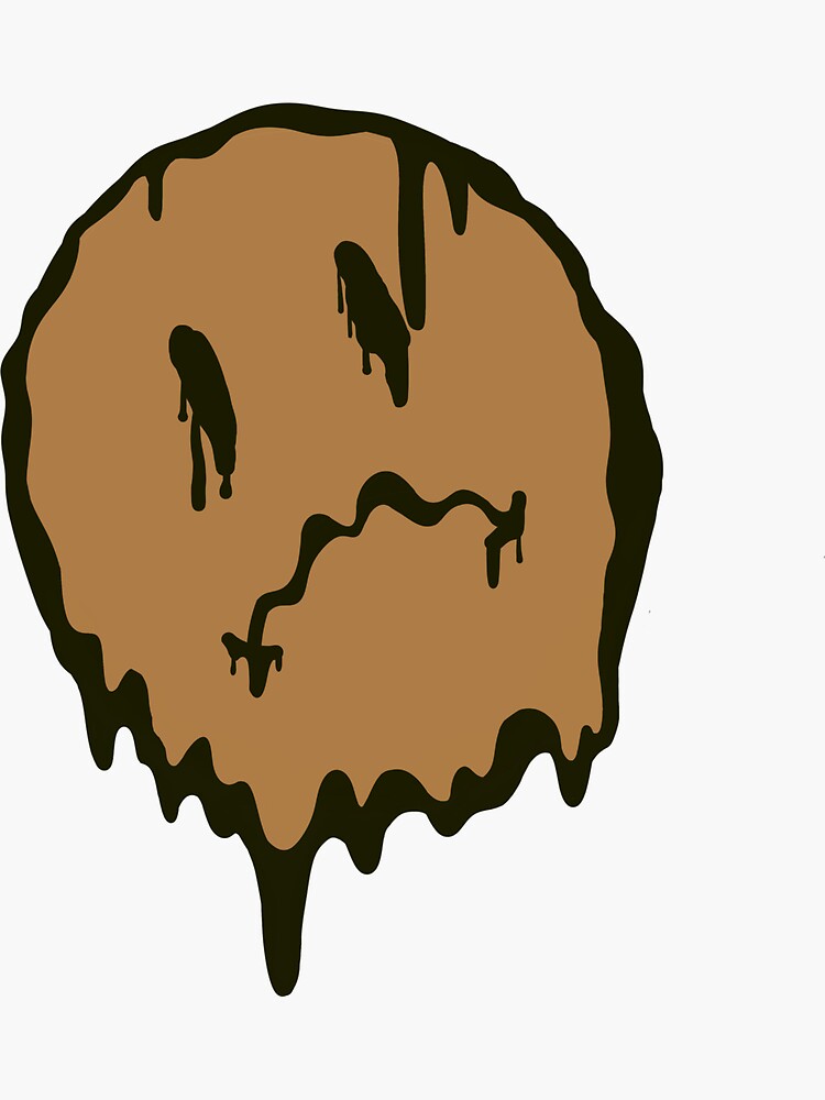 "Brown Melted Sad Smiley Face" Sticker for Sale by Mieira | Redbubble