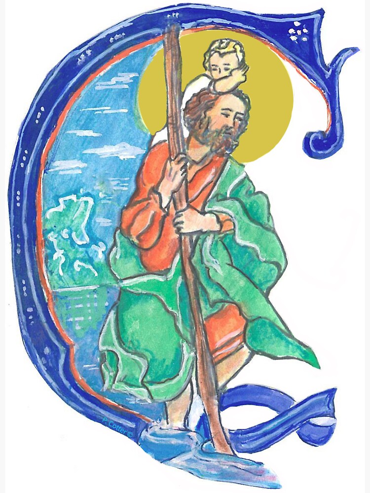 "St. Christopher" Sticker for Sale by PatriciaCArt | Redbubble