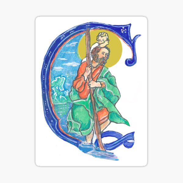 "St. Christopher" Sticker for Sale by PatriciaCArt | Redbubble