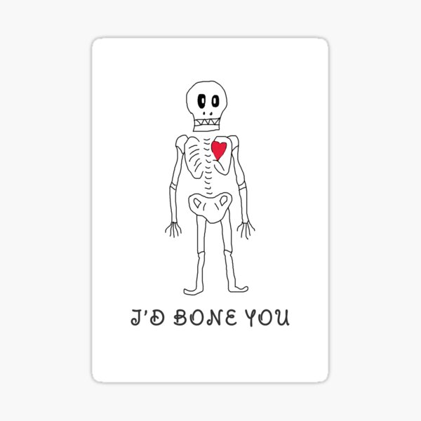 "Id Bone You Valentine's Day Card" Sticker for Sale by designestock ...