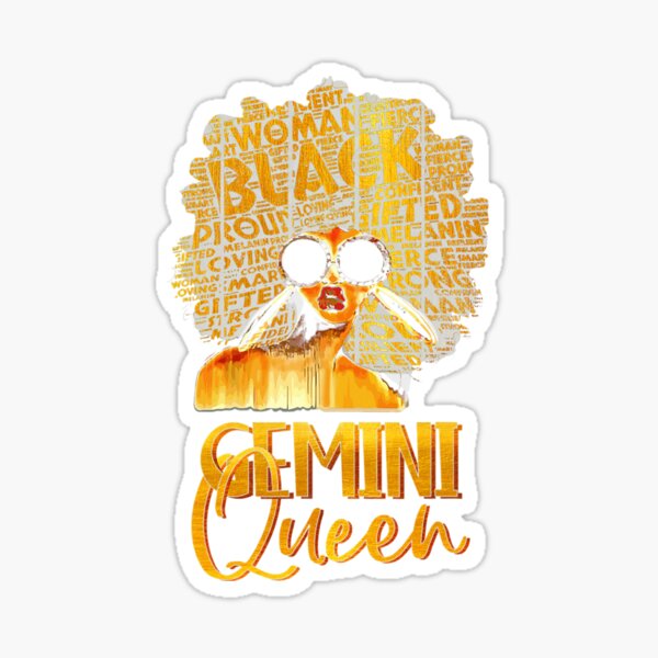 "Black Women Afro Hair Art Gemini Queen Gemini Birthday" Sticker for ...