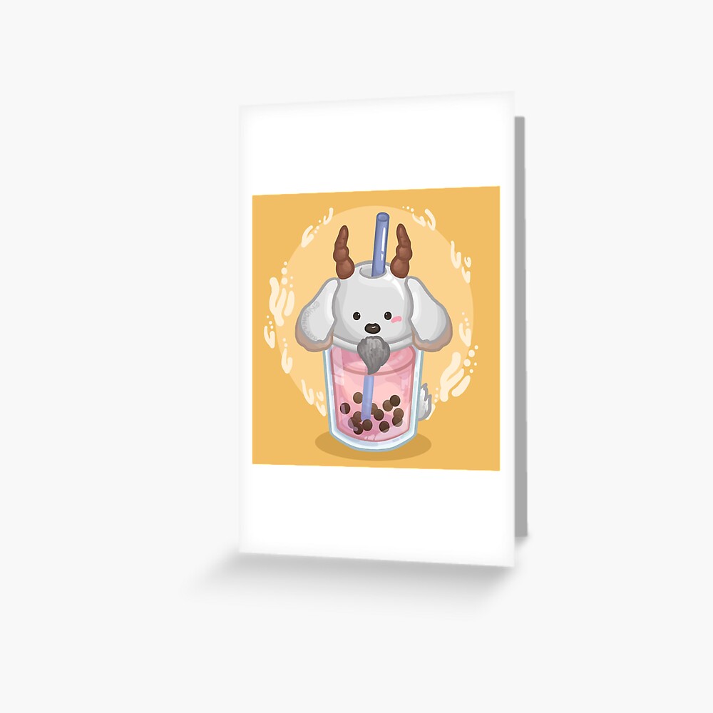 "Boba Tea Chinese Zodiac Sign Goat Character" Greeting Card by ...