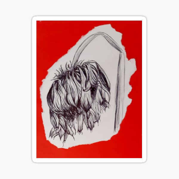 "Flower drawing in biro on bright red background " Sticker for Sale by ...
