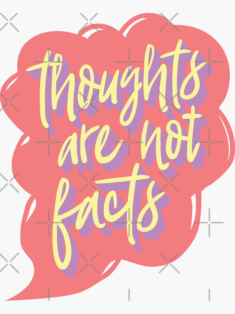 "Thoughts are not facts | Mindful colorful typography 01" Sticker for ...