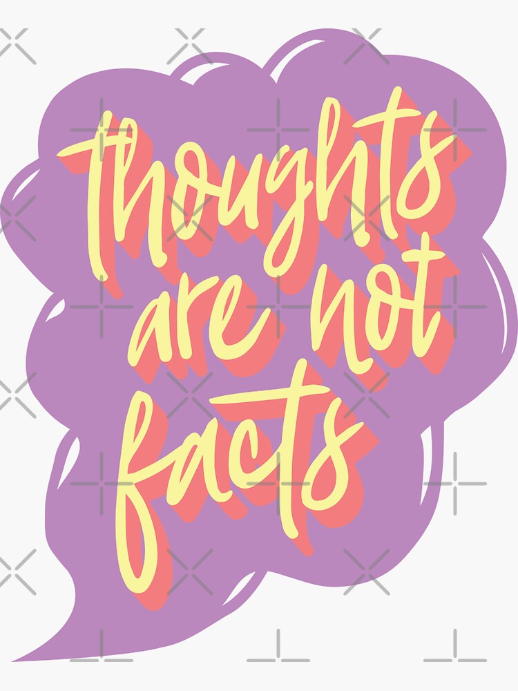 "Thoughts are not facts | Mindful colorful typography 02" Sticker for ...