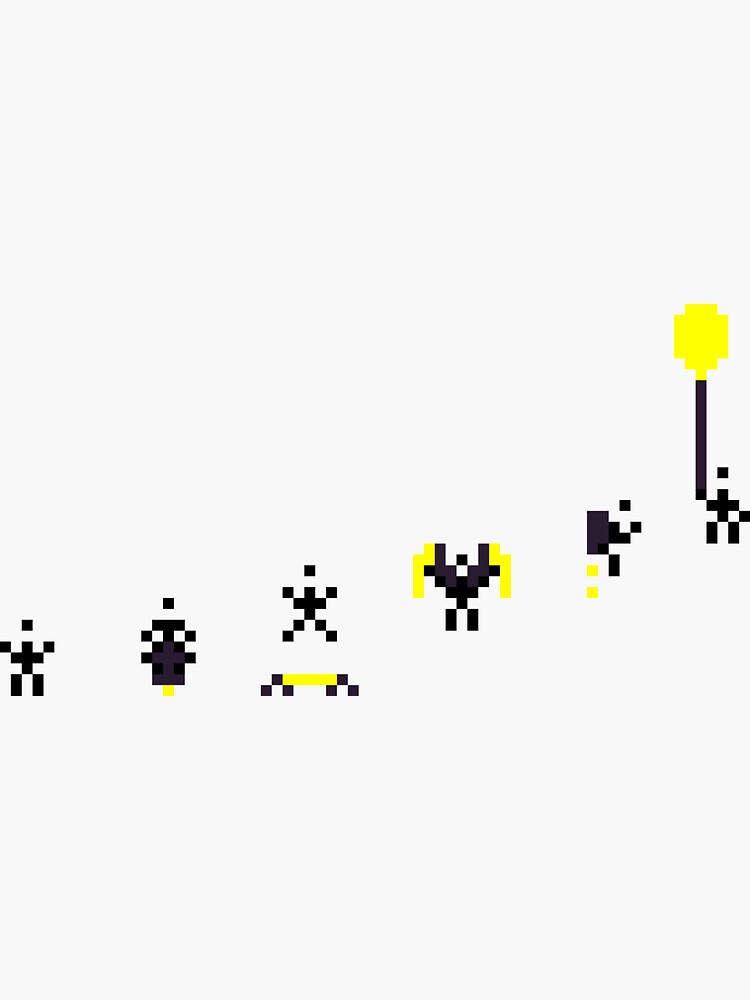 "Evolution of flight - Pixelated stick figure finding flight" Sticker ...