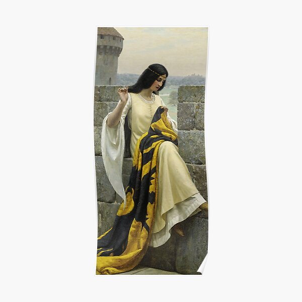 "Stitching the Standard by Edmund Leighton" Poster by OrcaArtGallery ...