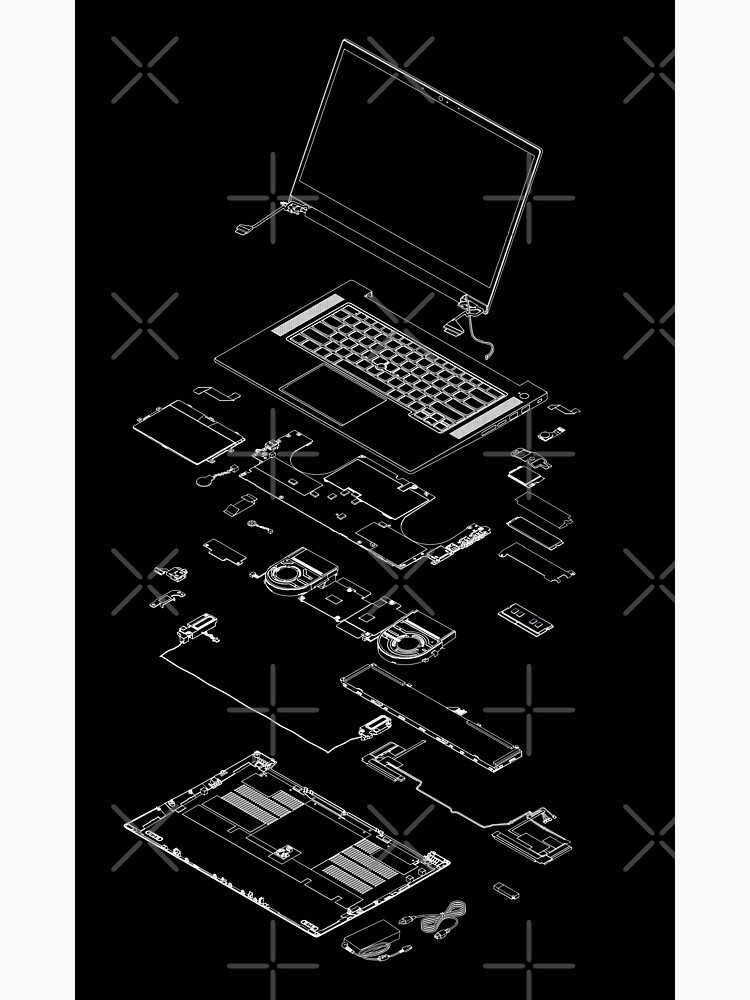 "Thinkpad P1 / X1 Extreme Gen 4 Exploded Diagram Dark" Sticker for Sale ...