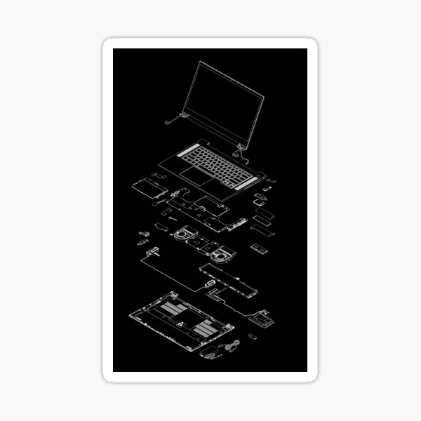 "Thinkpad P1 / X1 Extreme Gen 4 Exploded Diagram Dark" Sticker for Sale ...