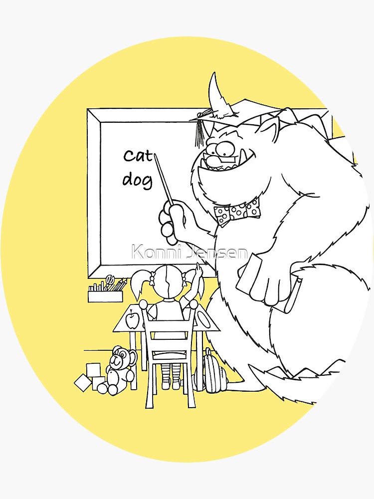 "Homework with Monster" Sticker by konnijensen | Redbubble