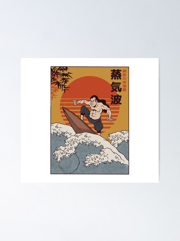"Samurai surfing japanese wave " Poster for Sale by TRIBExSPACE | Redbubble
