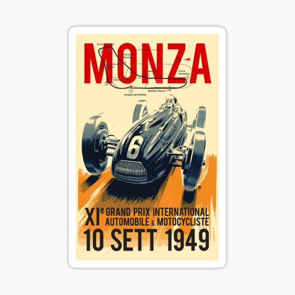 "MONZA GRAND PRIX; Vintage Auto Racing Print" Sticker for Sale by ...