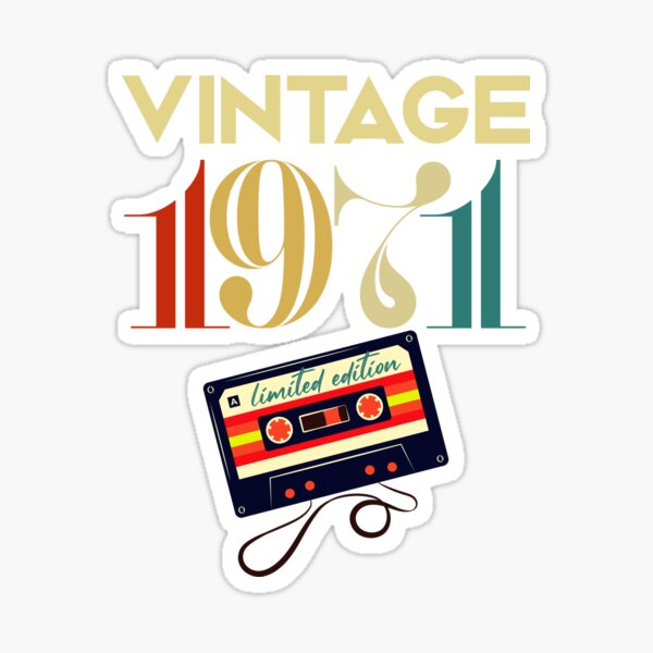 "Old Birthday Tee Vintage 1971 classic theme, 50 Years T-Shirt" Sticker ...