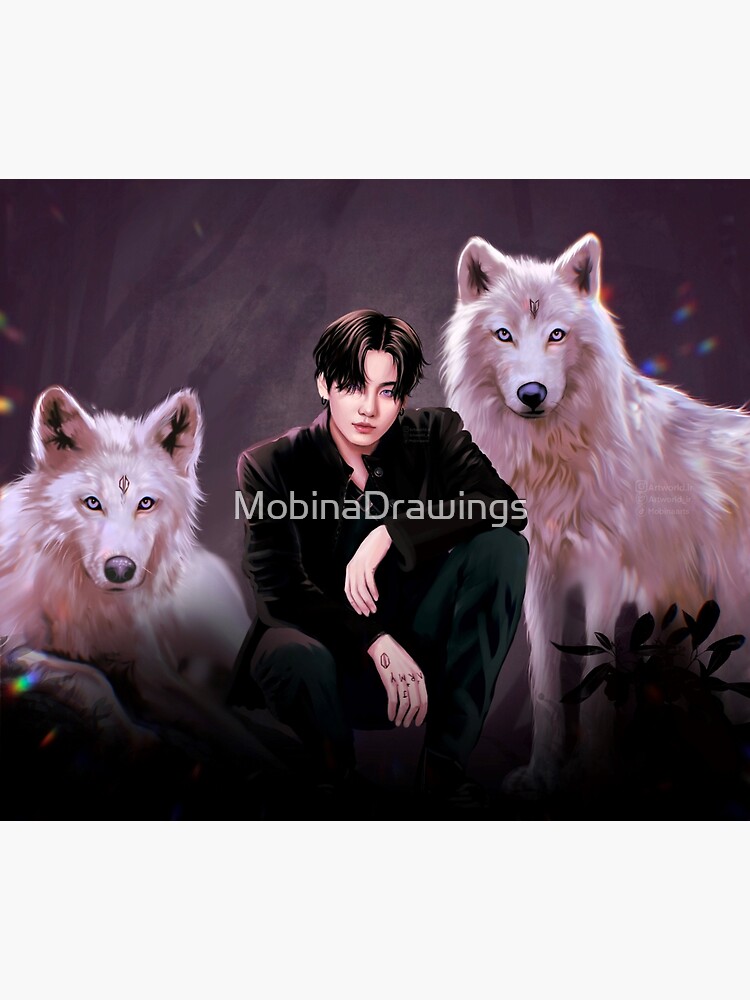 "jungkook with bts&army wolves" Art Print by MobinaDrawings | Redbubble
