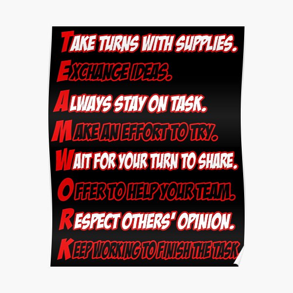 "Teamwork Acrostic Poem" Poster for Sale by Fashimation20 | Redbubble