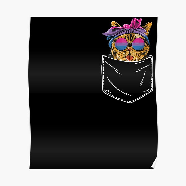 Lgbt Cat Fake Pocket Bisexual Gay Lesbian Funny Bi Pride Poster By