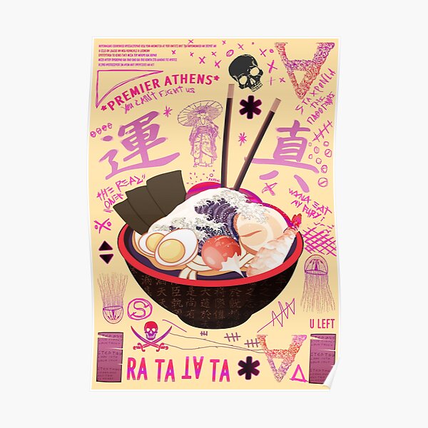 "Cursed Ramen Great Wave" Poster by lazarosdesign | Redbubble