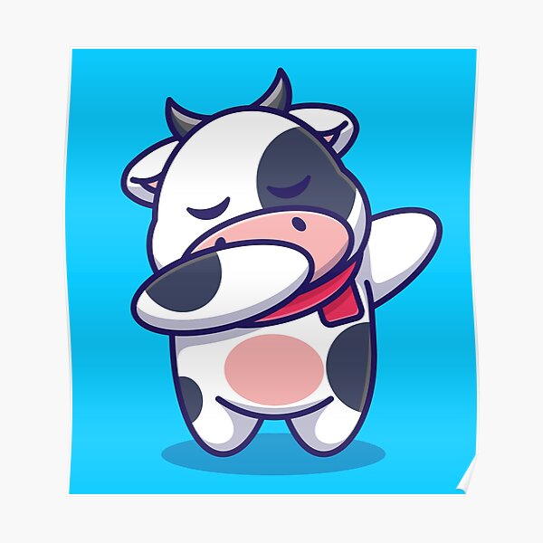 "Cute baby cow dabbing cartoon" Poster for Sale by Wawadzgnstuff ...