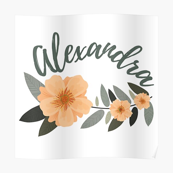 "Alexandra Name mit hübschen Blumen | Namensdesign Orange und Grüne ...