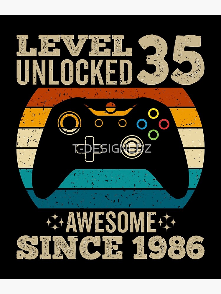 "level 35 unlocked awesome since 1986, vintage 1986 shirt, 35th ...