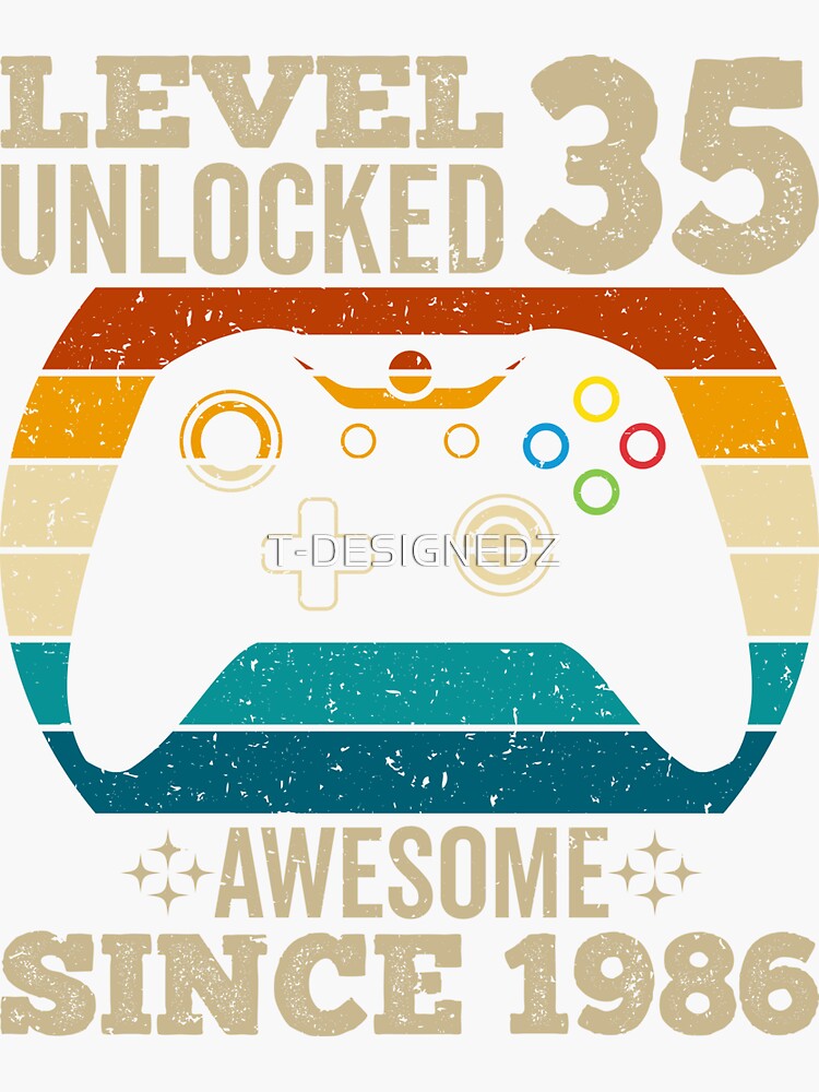 "level 35 unlocked awesome since 1986, vintage 1986 shirt, 35th ...