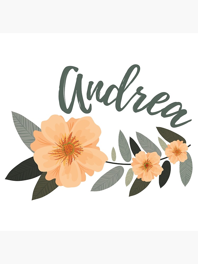"Andrea Name With Pretty Flowers | Name Design Orange And Green Plants ...