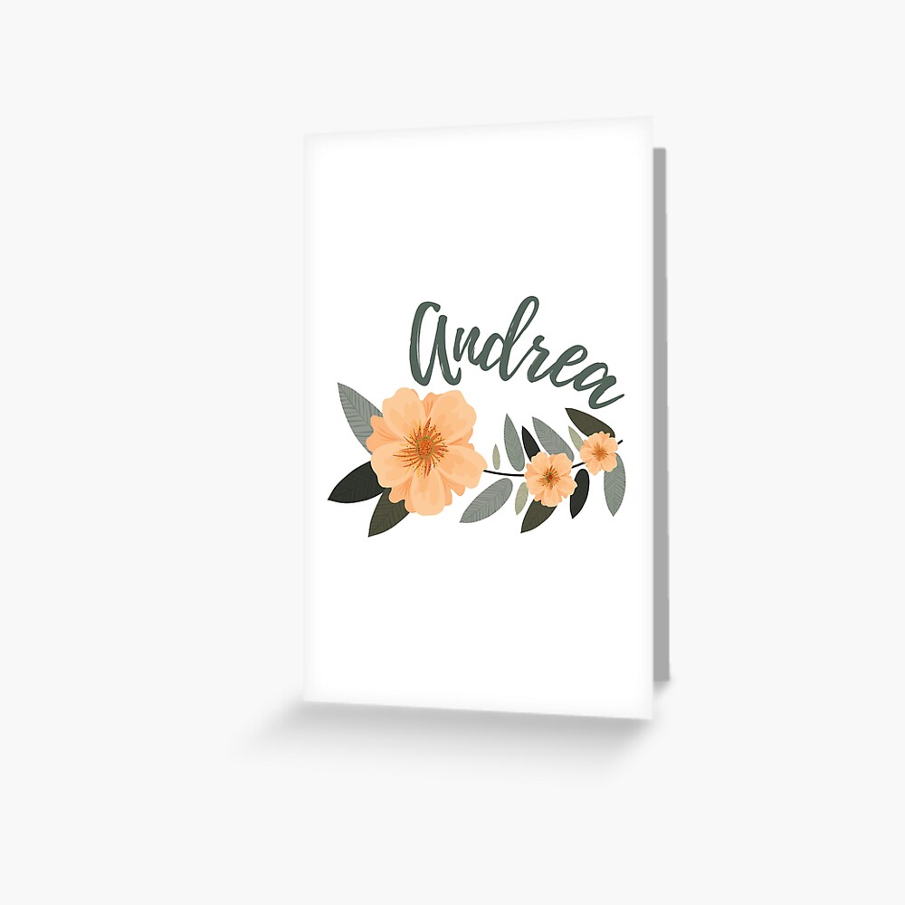 "Andrea Name With Pretty Flowers | Name Design Orange And Green Plants ...