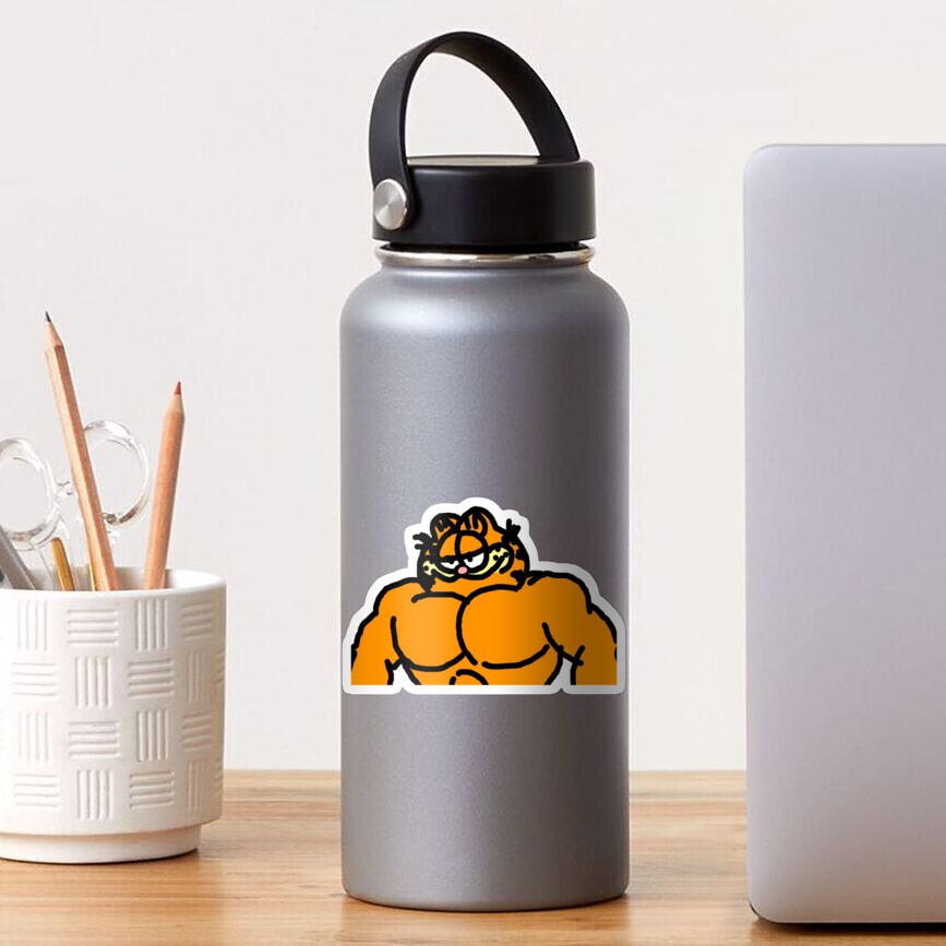 "Buff Garfield" Sticker for Sale by ChaosRat | Redbubble