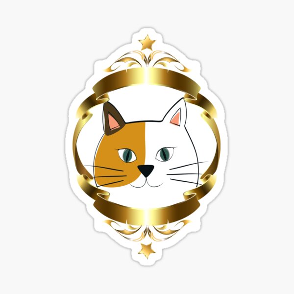 "Golden ribbon cat" Sticker for Sale by INTALK | Redbubble