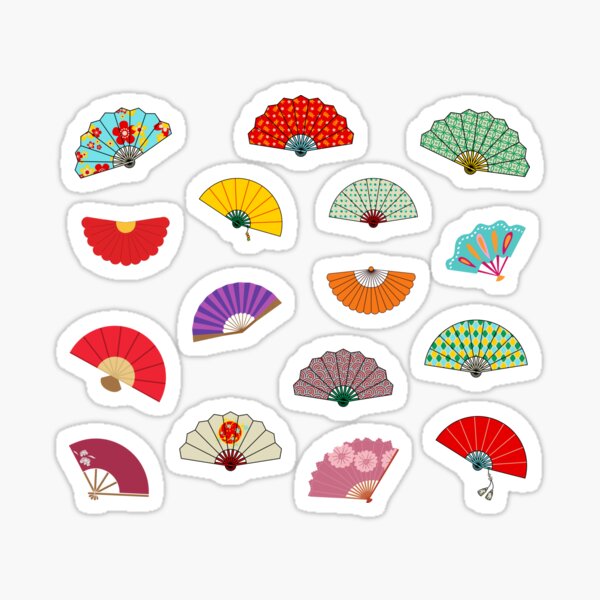 "Classic Folding Hand Fans" Sticker for Sale by ridhwahisaj | Redbubble