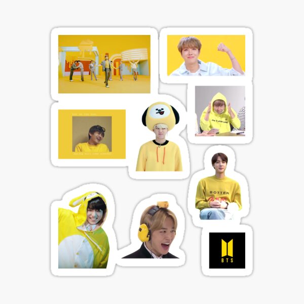 "bts yellow sticker pack" Sticker by pvpatel | Redbubble