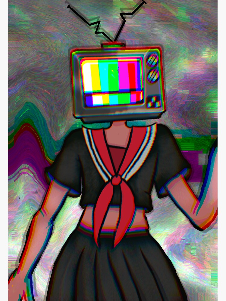 "TV head " Sticker for Sale by angephalange | Redbubble