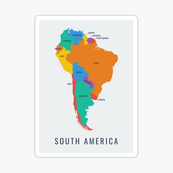 "South America Map" Sticker for Sale by linesandcolors | Redbubble
