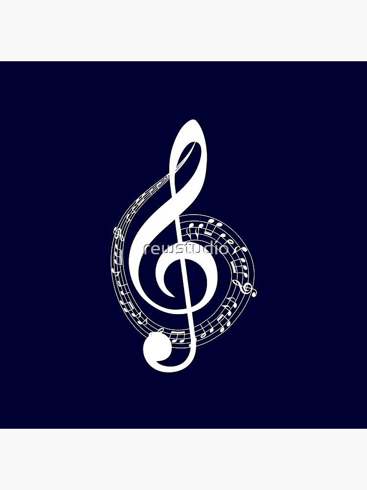 "Musical Notes Navy Blue" Throw Pillow for Sale by rewstudio | Redbubble