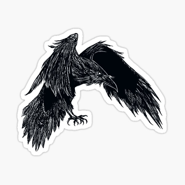 "Flying Raven" Sticker by CAdamsArt | Redbubble